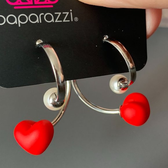 paparazzi | Jewelry | Paparazzi Romantic Representative Red Hoop ...
